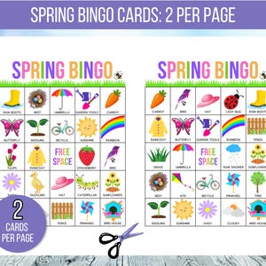 Printable Spring Bingo, 30 Spring Bingo Cards, Spring Activity for Kids ...