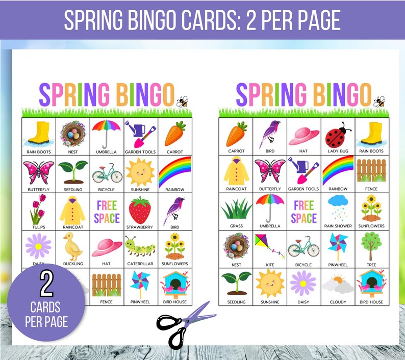Printable Spring Bingo, 30 Spring Bingo Cards, Spring Activity for Kids ...