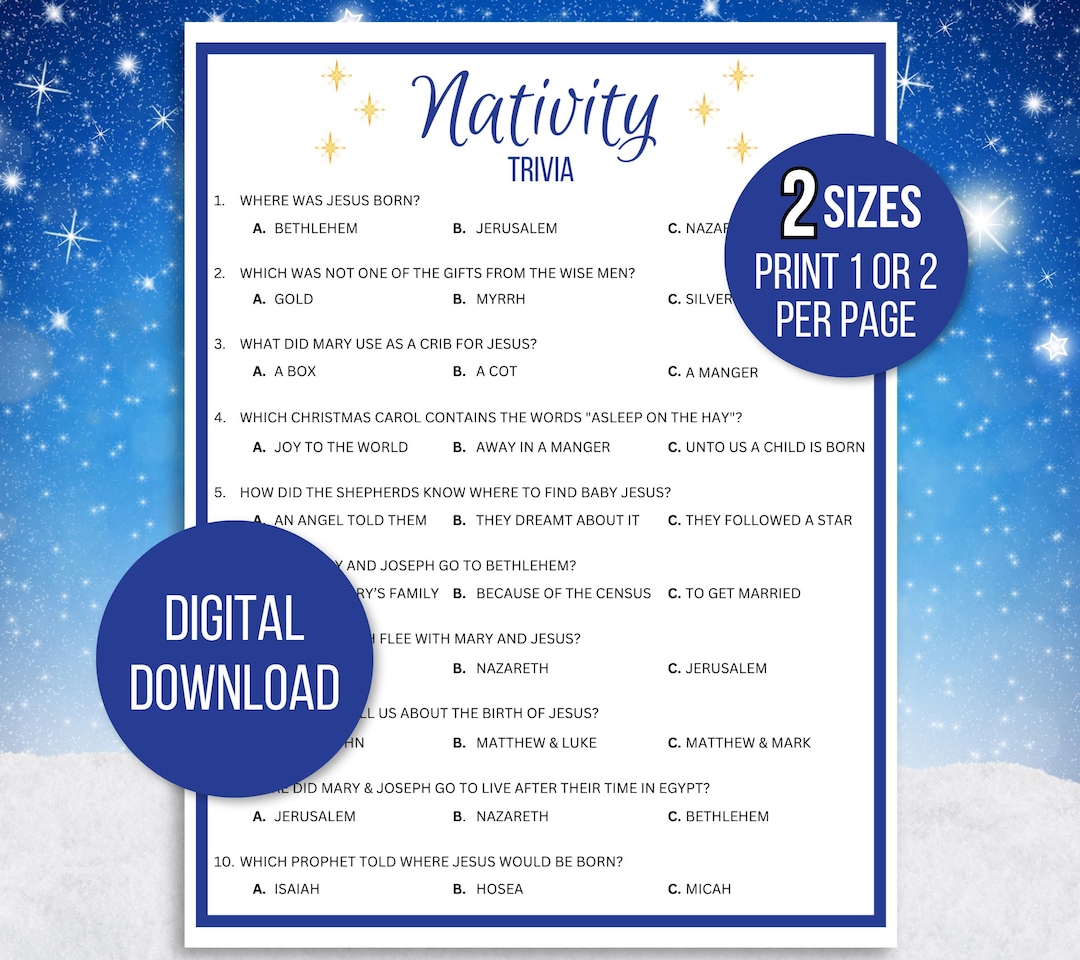 Christmas Bible Trivia Questions, Nativity Trivia, Fun Nativity Game ...