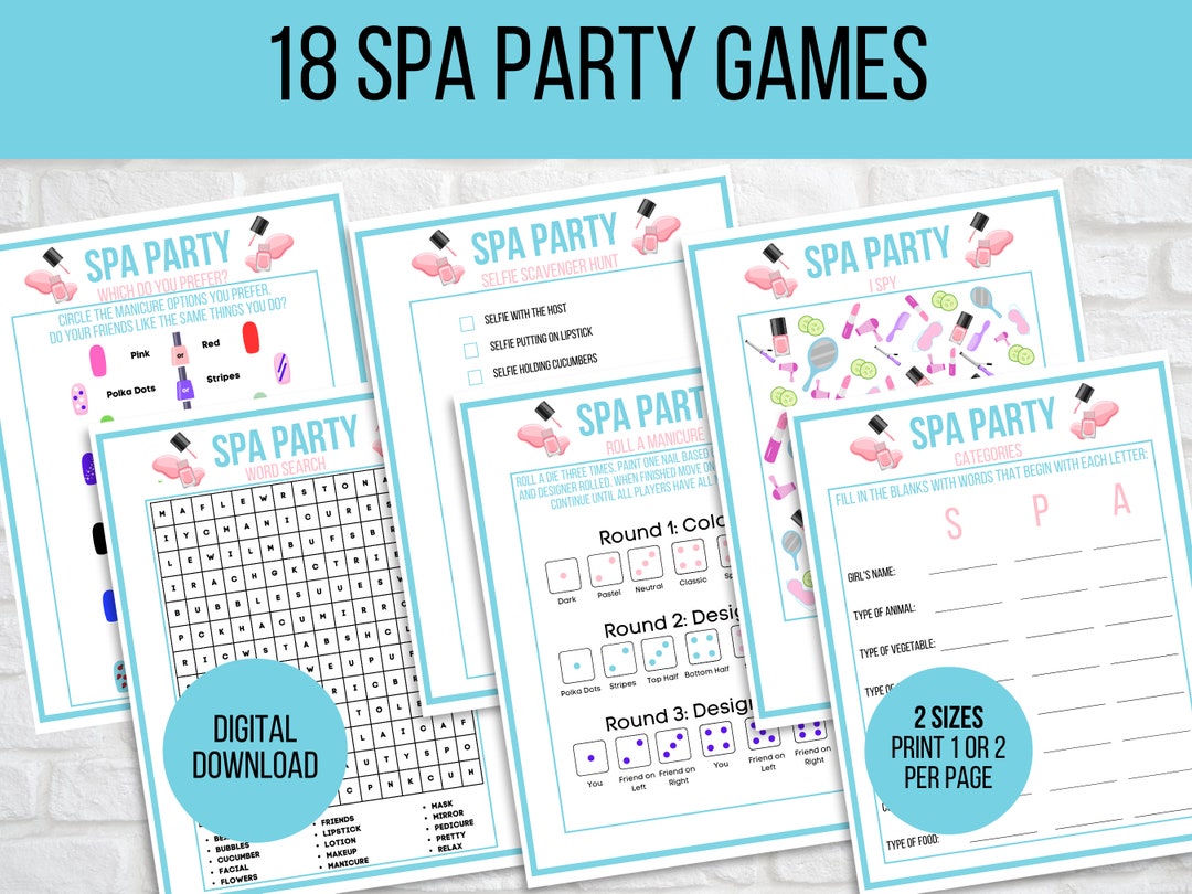 Spa Party Games Printable, Spa Party Activities, Girls Spa Party Games ...