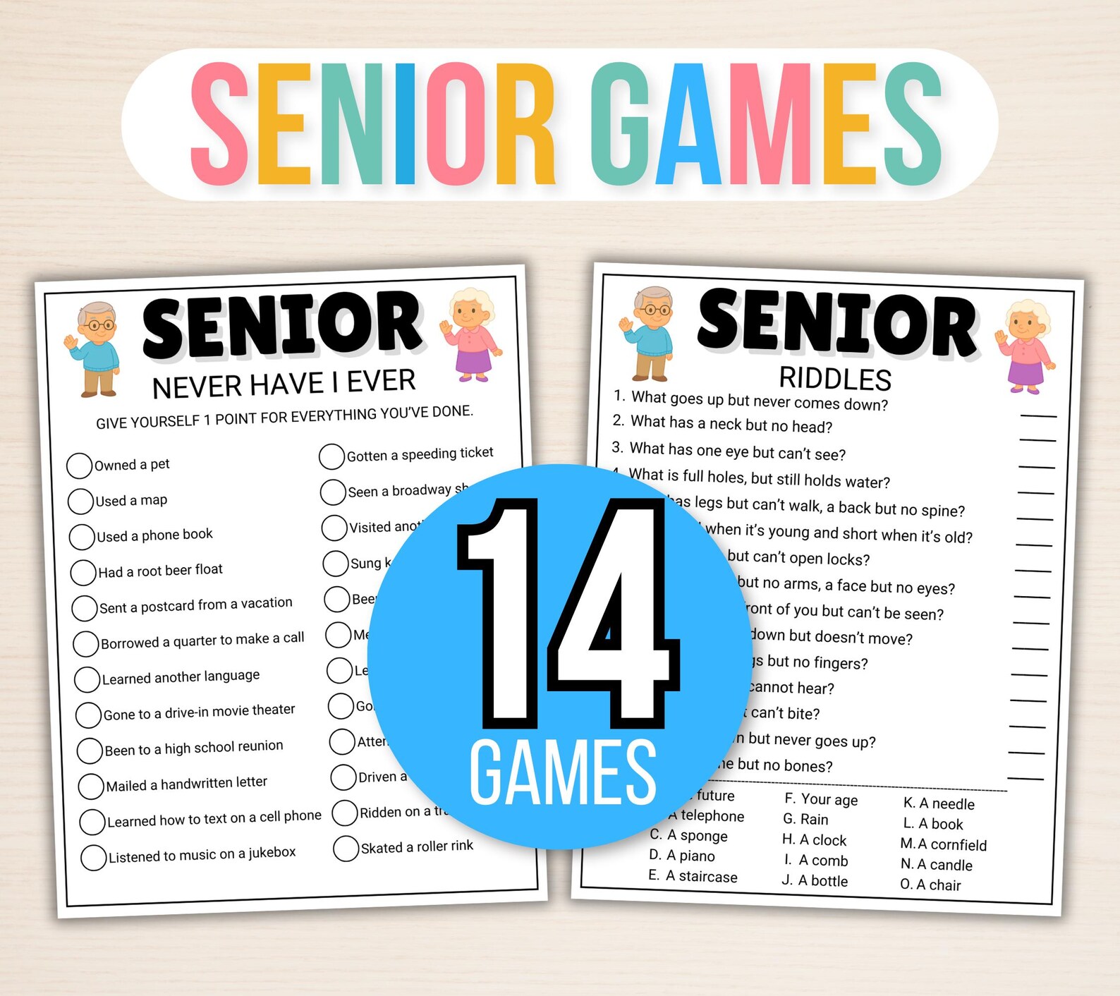 Senior Games Bundle, Senior Party Games, Senior Riddles, Brain Games ...