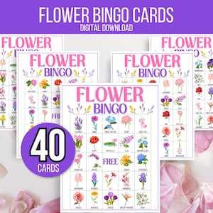 Flower Bingo, Spring Bingo, Garden Bingo, 40 Printable Flower Bingo ...