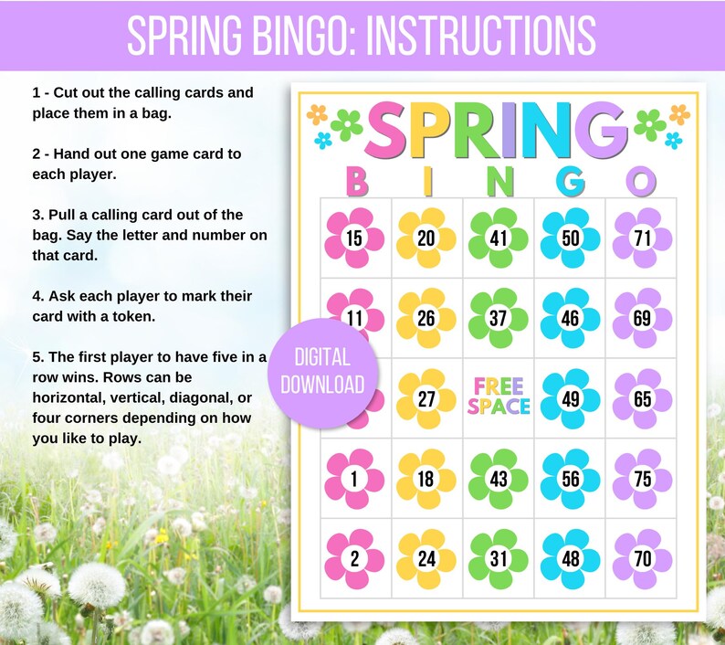 Spring Bingo, 100 Spring Bingo Cards, Spring Carte Bingo, Spring ...