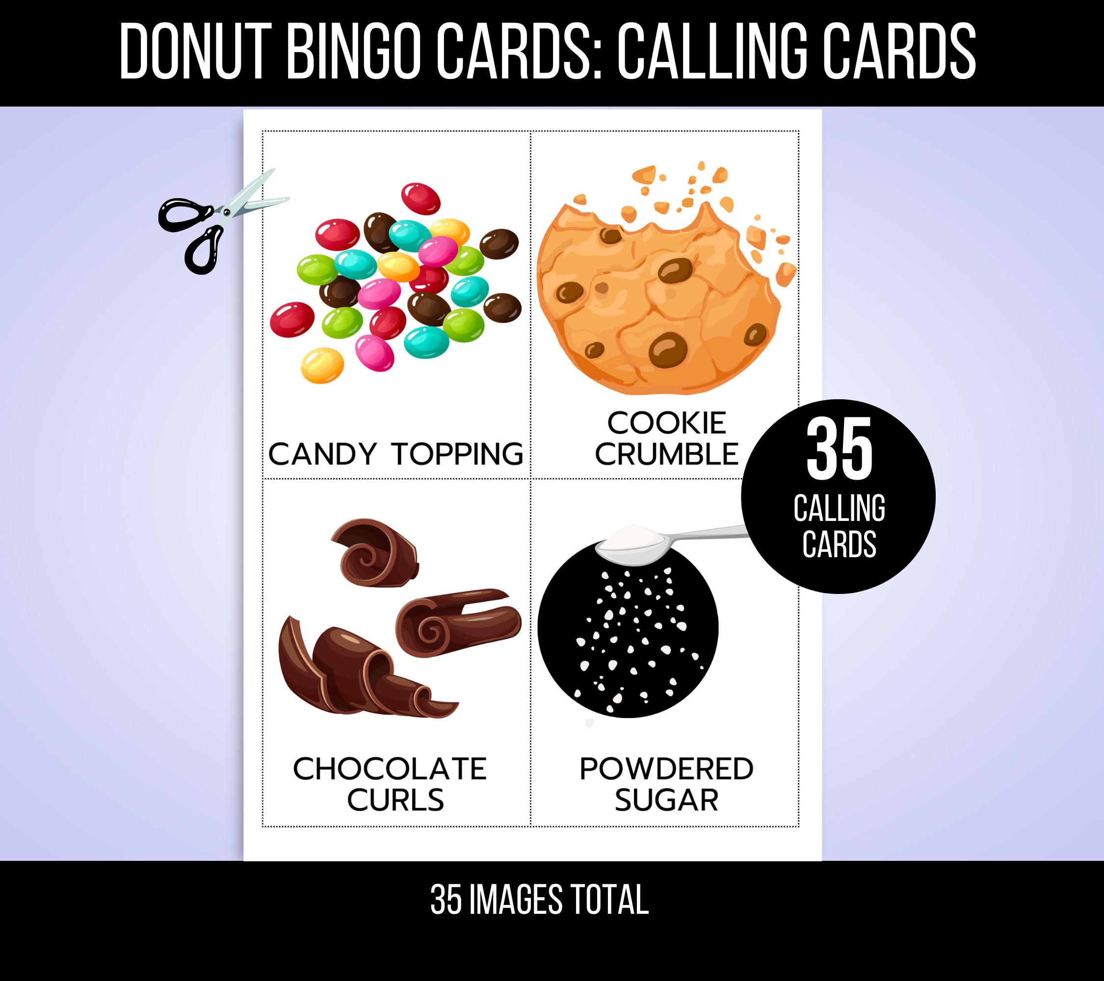 Donut Bingo, 60 Printable Donut Bingo Cards, Donut Birthday, Donut ...
