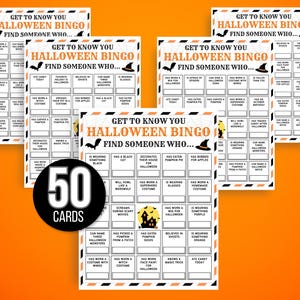 Halloween Get to Know You Bingo, Halloween Bingo, Halloween Games, Find ...