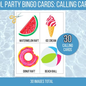 Pool Party Bingo, 30 Unique Printable Pool Bingo Cards, Pool Party Game ...