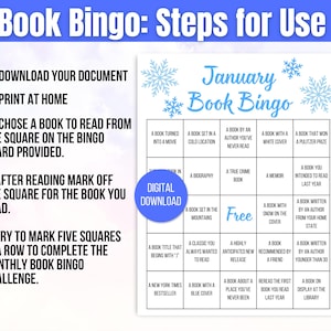 Book Bingo, 12 Monthly Book Bingo Challenges, Book Bingo for Adults ...