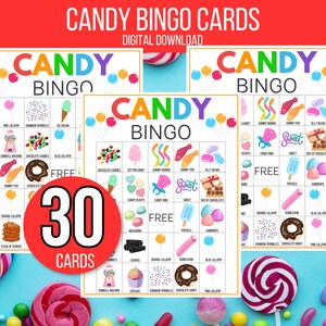 Candy Bingo, 30 Printable Candy Bingo Cards, Sweet Treats Bingo, Candy ...