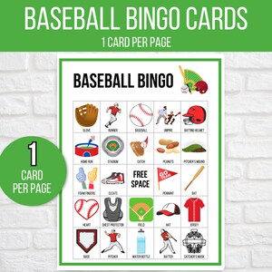 Baseball Bingo, 30 Unique Printable Baseball Bingo Cards, Baseball Game ...