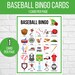 Baseball Bingo, 30 Unique Printable Baseball Bingo Cards, Baseball Game ...