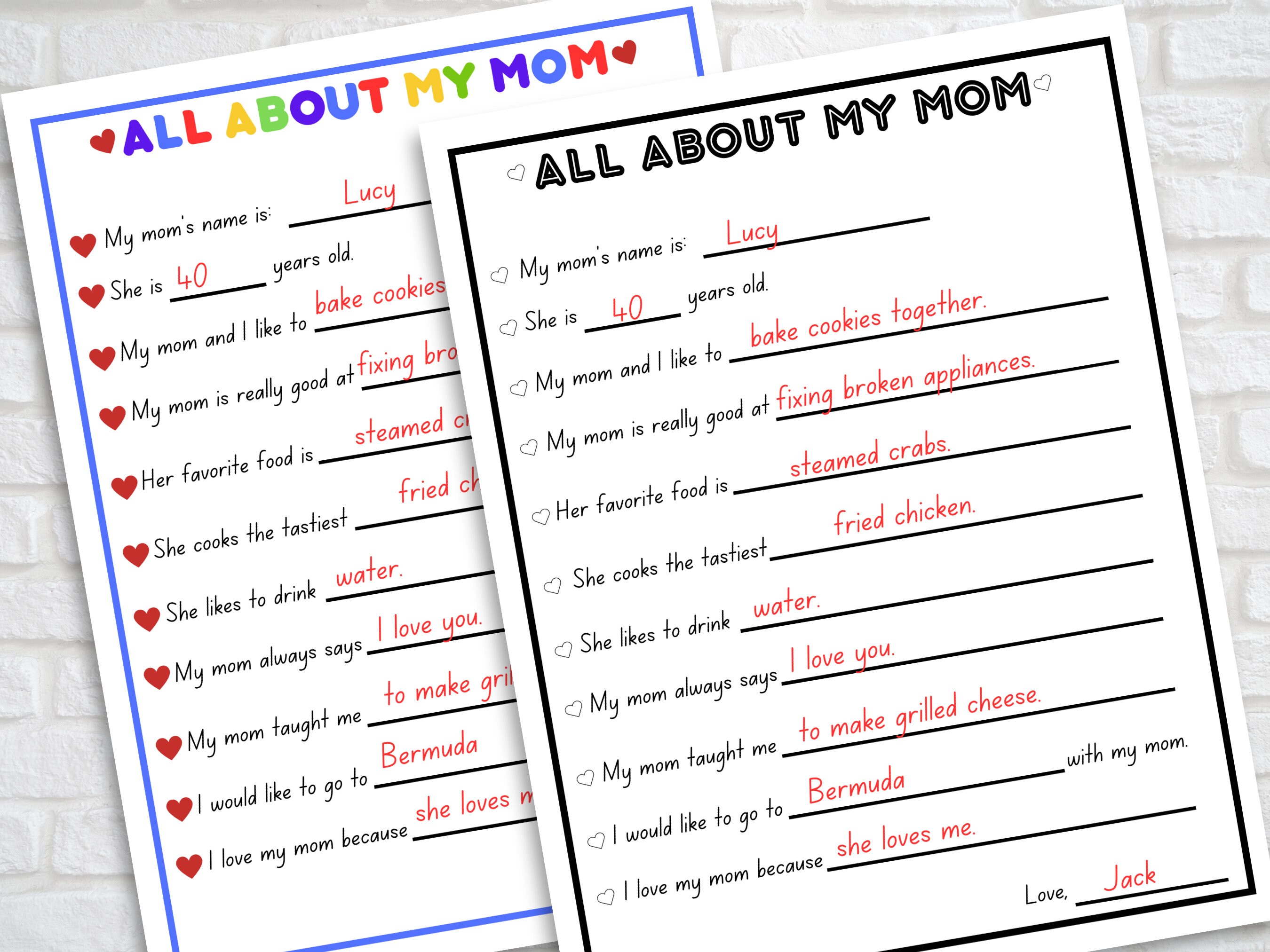 All About My Mom Fill in the Blanks Questionnaire - Etsy