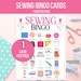 Sewing Bingo, 30 Printable Sewing Bingo Cards, Quilting Bingo, Sewing ...