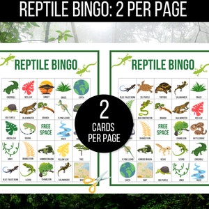 Reptile Bingo, 30 Printable Reptile Bingo Cards, Reptile Party Game ...