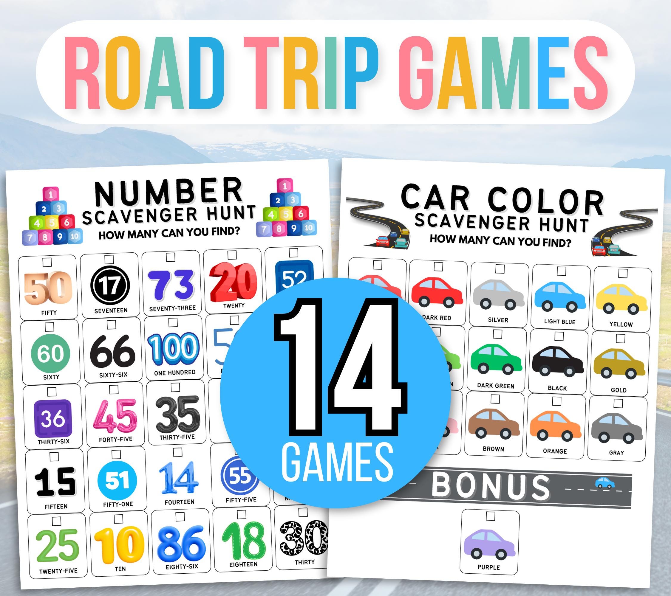 Road Trip Scavenger Hunts, Road Trip Games, Road Trip Hunt, Road Trip ...