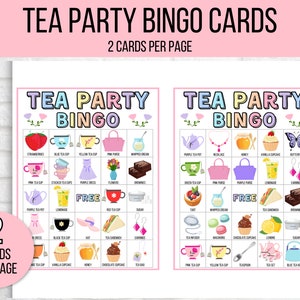 Tea Party Bingo, 30 Printable Tea Party Bingo Cards, Tea Party Game ...