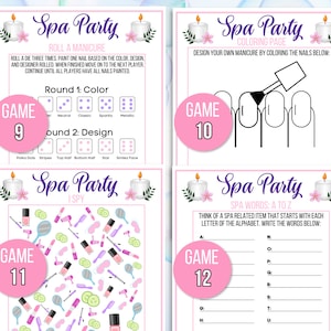 Spa Party Games Printable, Spa Party Activities, Girls Spa Party Games ...