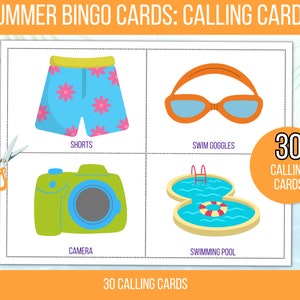 Summer Bingo, 30 Unique Printable Summer Bingo Cards, Summer Game ...