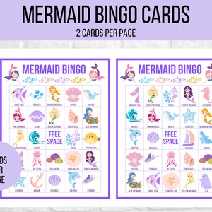 Mermaid Bingo, 30 Unique Printable Mermaid Bingo Cards, Mermaid Game ...