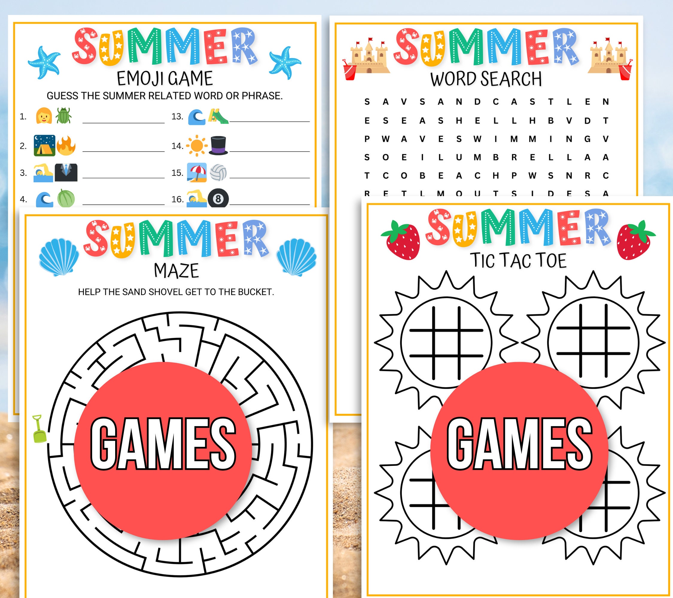 Summer Games Bundle, Summer Activities, Summer Party Games, Summer Game ...