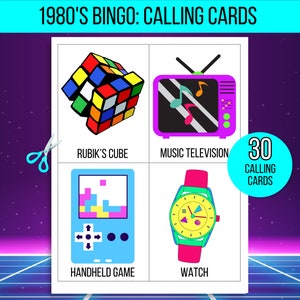 80s Bingo, 1980s Bingo, Retro Bingo, 30 Printable 1980s Bingo Cards ...