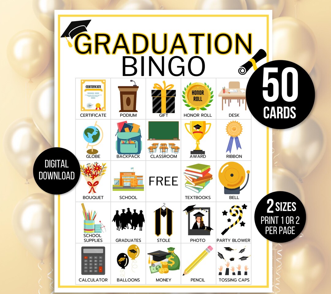 Graduation Bingo, Graduation Bingo Cards, Graduation Activity ...