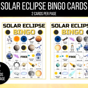 Solar Eclipse Bingo, 40 Printable Solar Eclipse Bingo Cards, Space ...