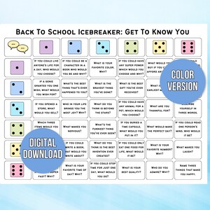 Icebreaker Game, Back to School Icebreaker, Team Building Game, Table ...