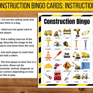 Construction Bingo, 30 Printable Construction Bingo Cards, Construction ...