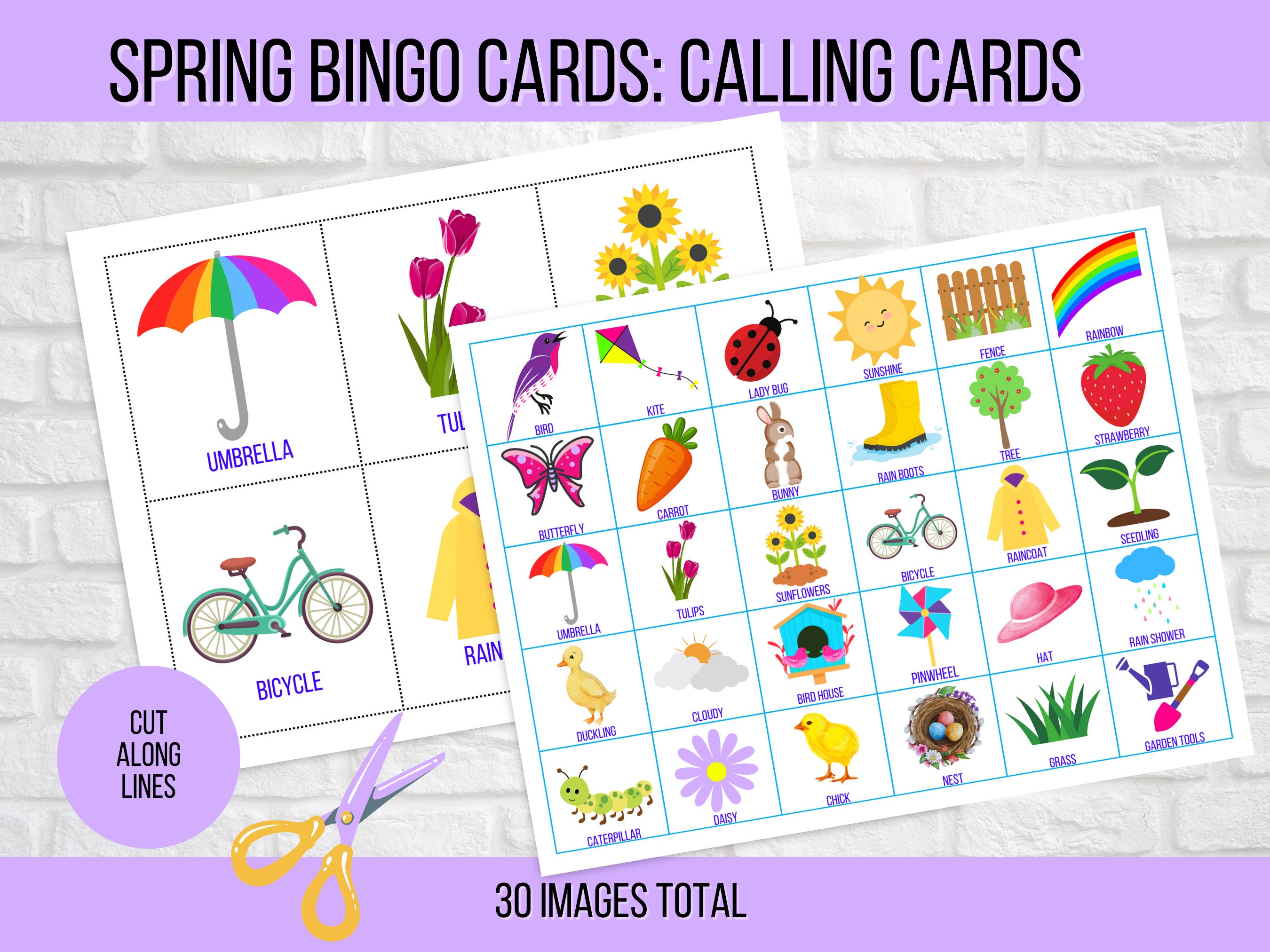 Printable Spring Bingo 30 Spring Bingo Cards Spring Activity - Etsy