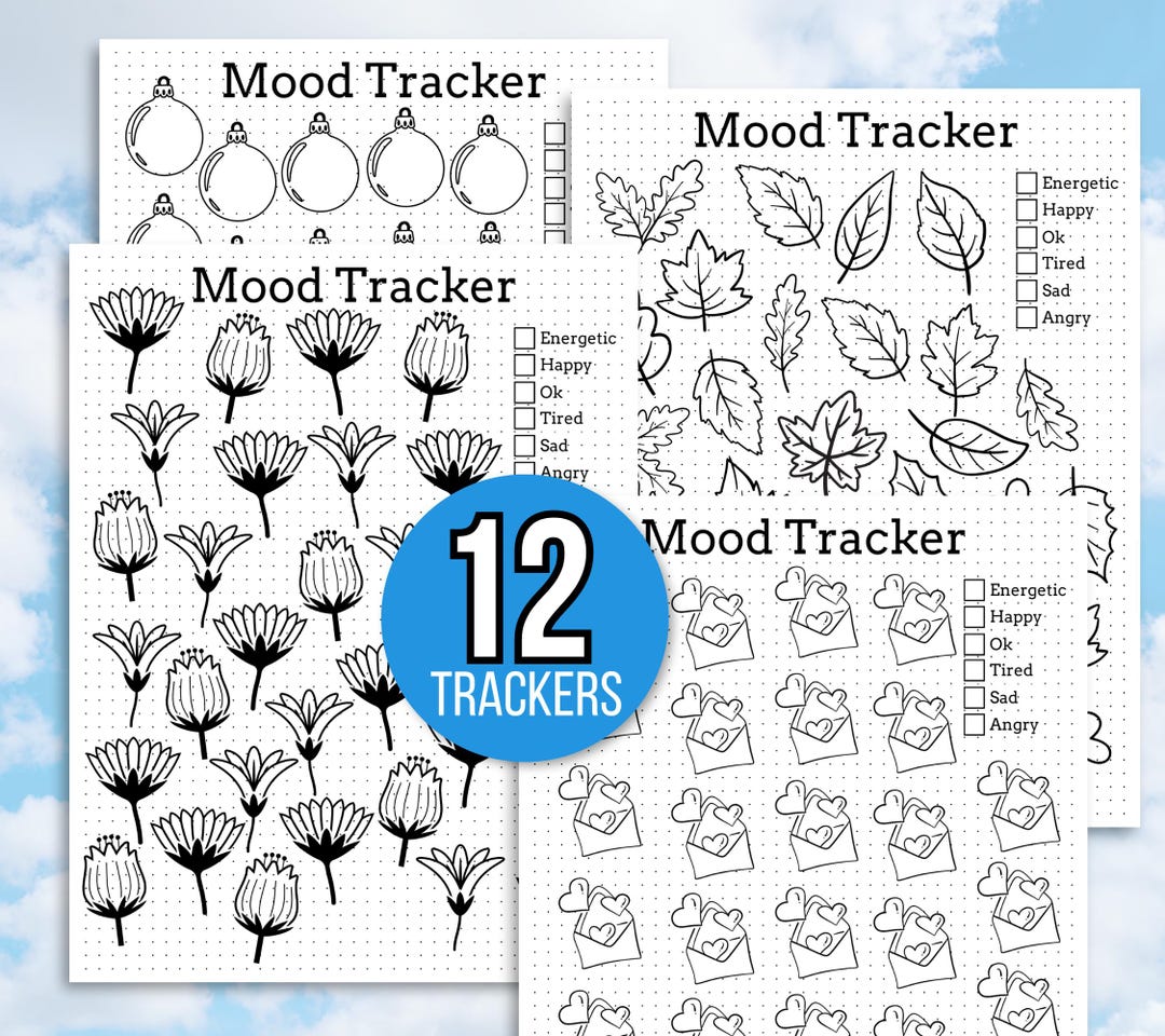 Monthly Mood Trackers Bundle, Mood Tracker Journal, Monthly Mood ...