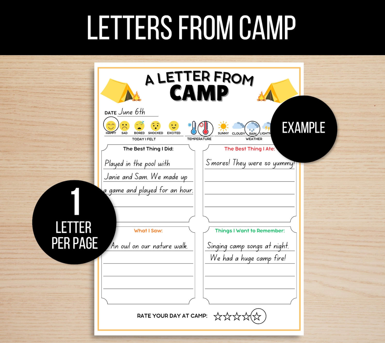 Letters From Camp, Summer Camp Letters, Printable Letter From Camp ...