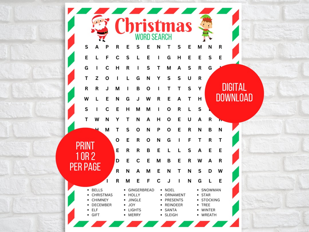 Christmas Word Search, Fun Christmas Game, Printable Christmas Game ...