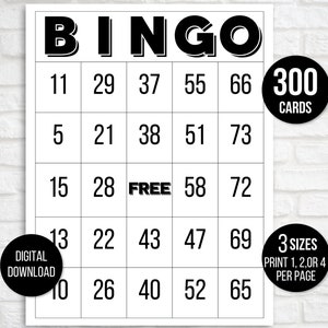 300 Bingo Cards, Jumbo Carte Bingo, 300 Jumbo Bingo Cards, Carte Bingo ...