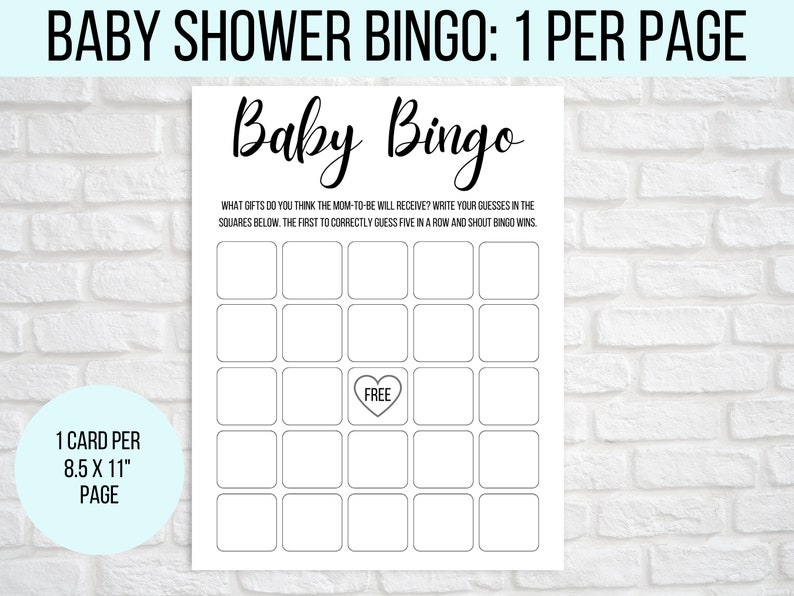 Blank Baby Shower Bingo Cards Baby Bingo Game Cards Baby - Etsy