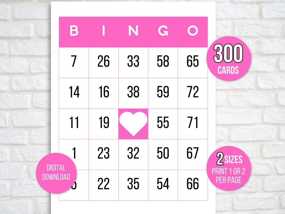 300 Bingo Cards, Carte Bingo Cards, 1 or 2 per Page, Fun Party Game ...