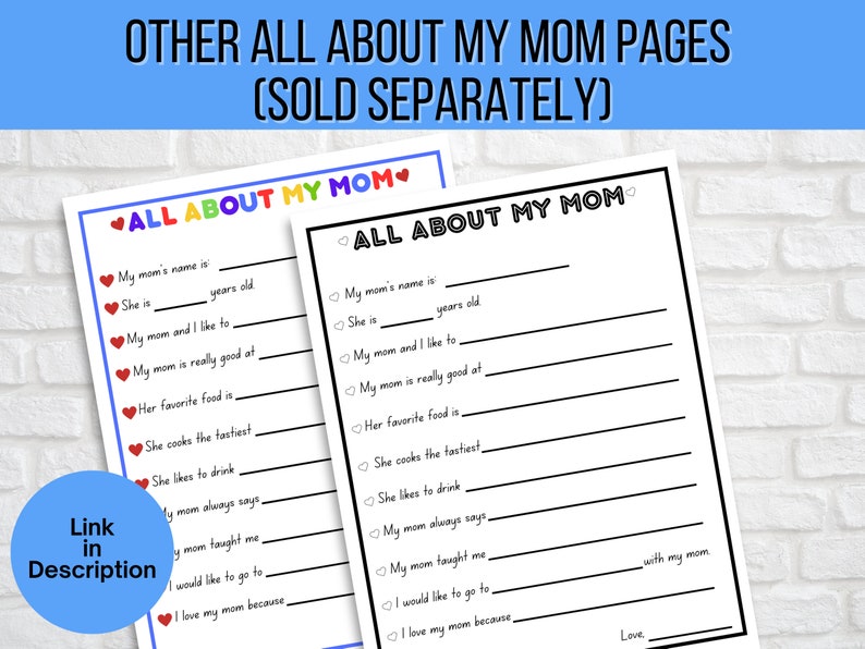 All About My Mom Fill in the Blanks Questionnaire - Etsy