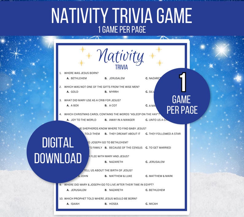 Christmas Bible Trivia Questions, Nativity Trivia, Fun Nativity Game ...