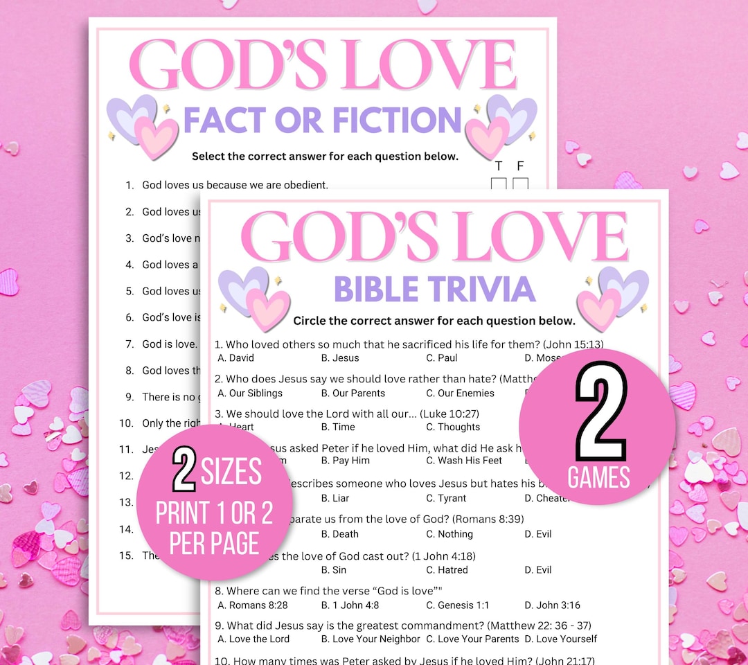Gods Love Bible Trivia Game, Gods Love Game, Valentine’s Bible Trivia ...