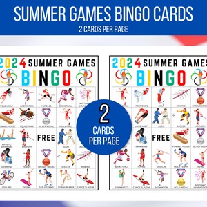 Summer Games Bingo, 30 Summer Games Bingo Cards, Summer Games, Summer ...