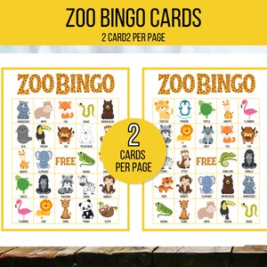 Zoo Bingo, 30 Printable Zoo Bingo Cards, Animal Bingo, Zoo Party Game ...