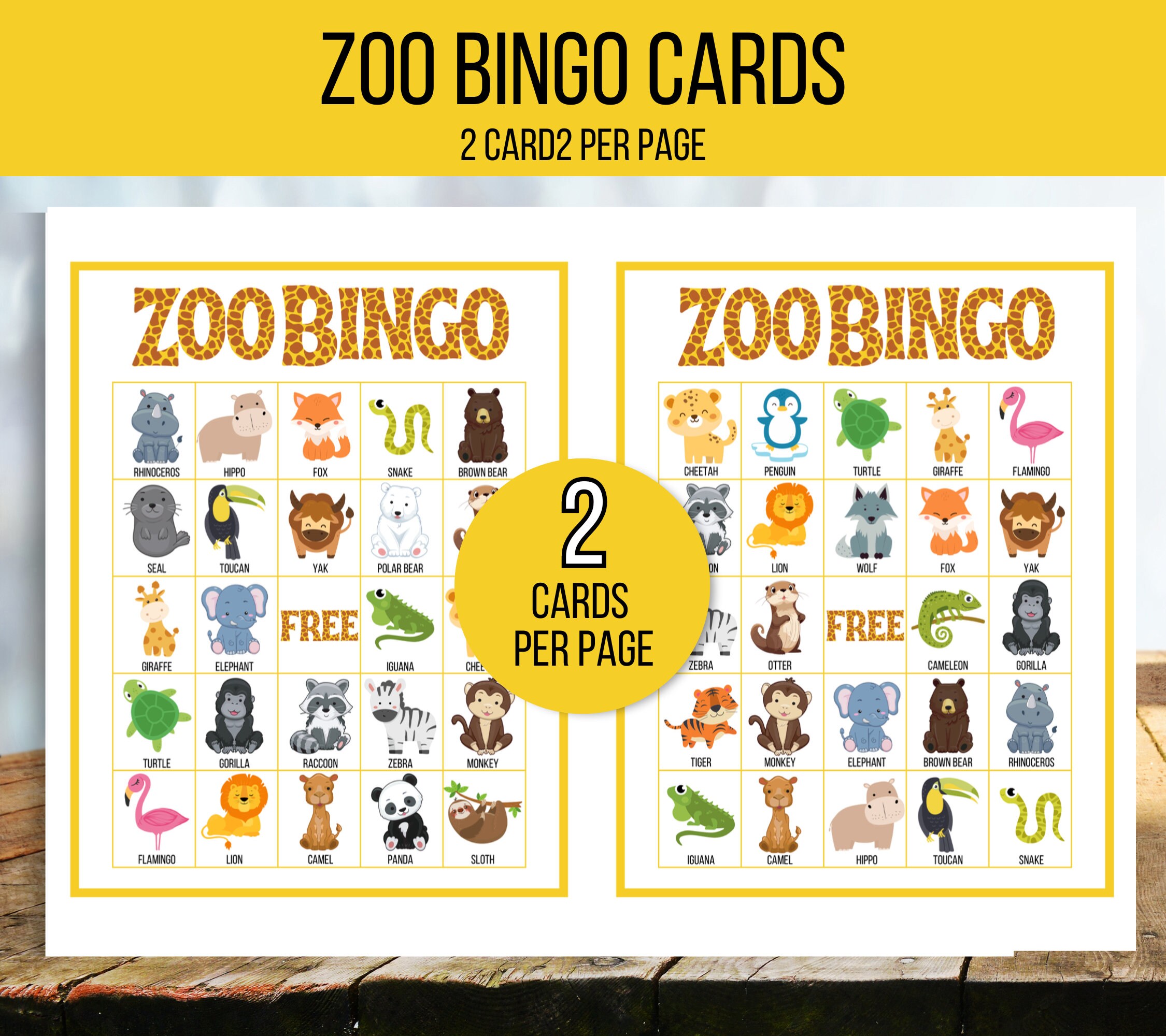 Zoo Bingo, 30 Printable Zoo Bingo Cards, Animal Bingo, Zoo Party Game ...