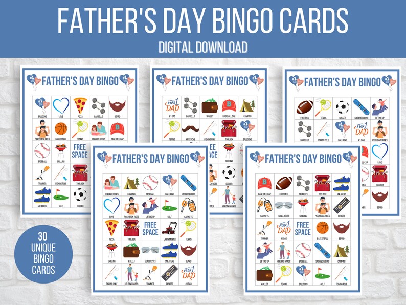 Printable Father's Day Bingo 30 Father's Day Bingo - Etsy