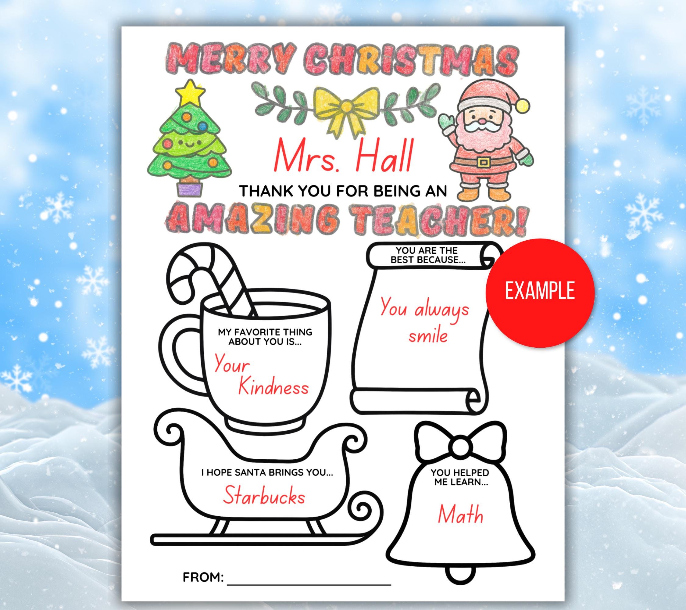 Christmas Teacher Appreciation Gift, Christmas Teacher Thank You Gift ...