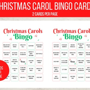 Christmas Carol Bingo, 50 Printable Christmas Carol Bingo Cards ...