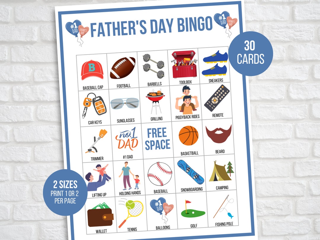 Printable Father's Day Bingo, 30 Father's Day Bingo Cards, Father's Day ...