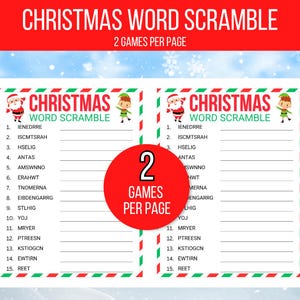 Christmas Word Scramble, Holiday Word Scramble, Fun Christmas Game ...