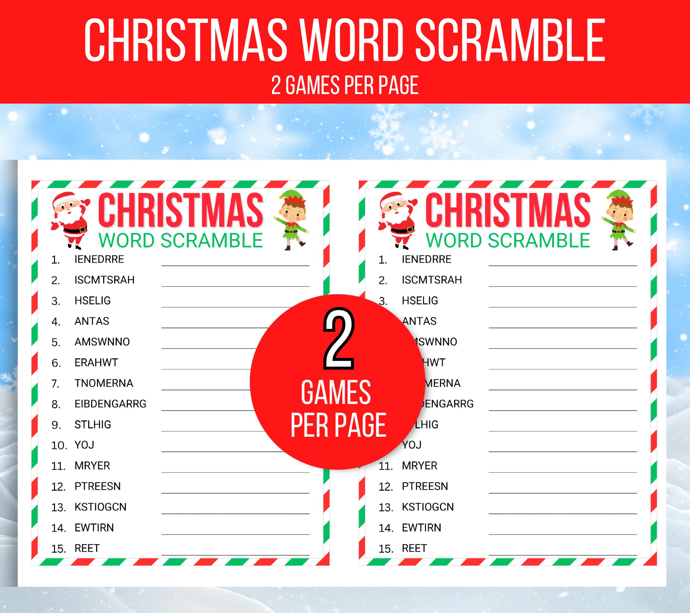 Christmas Word Scramble, Holiday Word Scramble, Fun Christmas Game ...