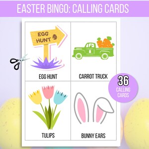 Easter Bingo, 60 Printable Easter Bingo Cards, Easter Activity for Kids ...