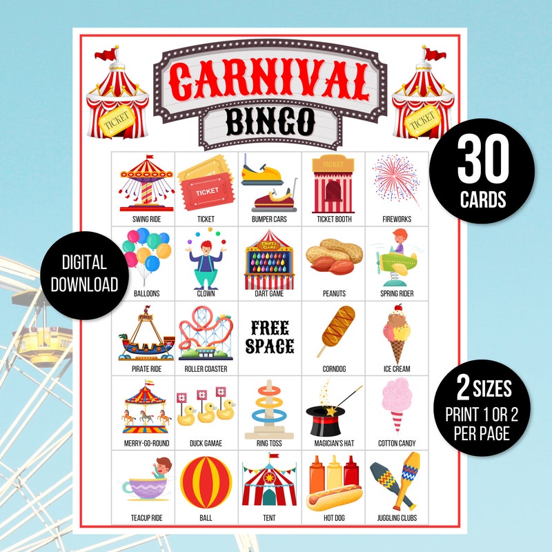 Printable Carnival Bingo - Etsy