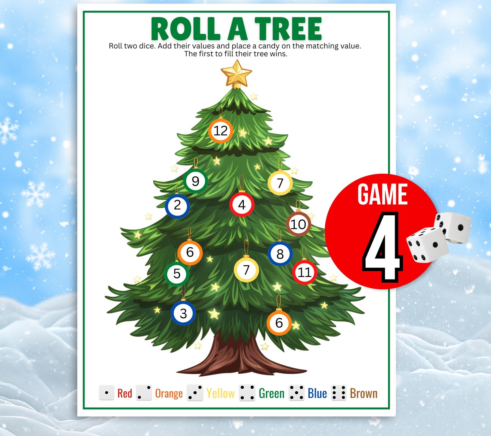 Roll a Snowman Printable, Roll a Christmas Tree, Roll a Dice Bundle ...